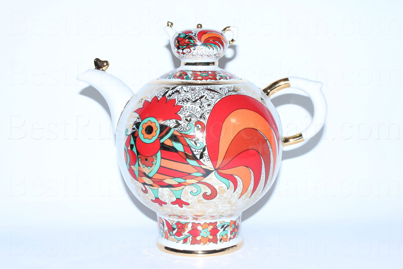 Buy Teapot Red Rooster | BestRussianPorcelain.com