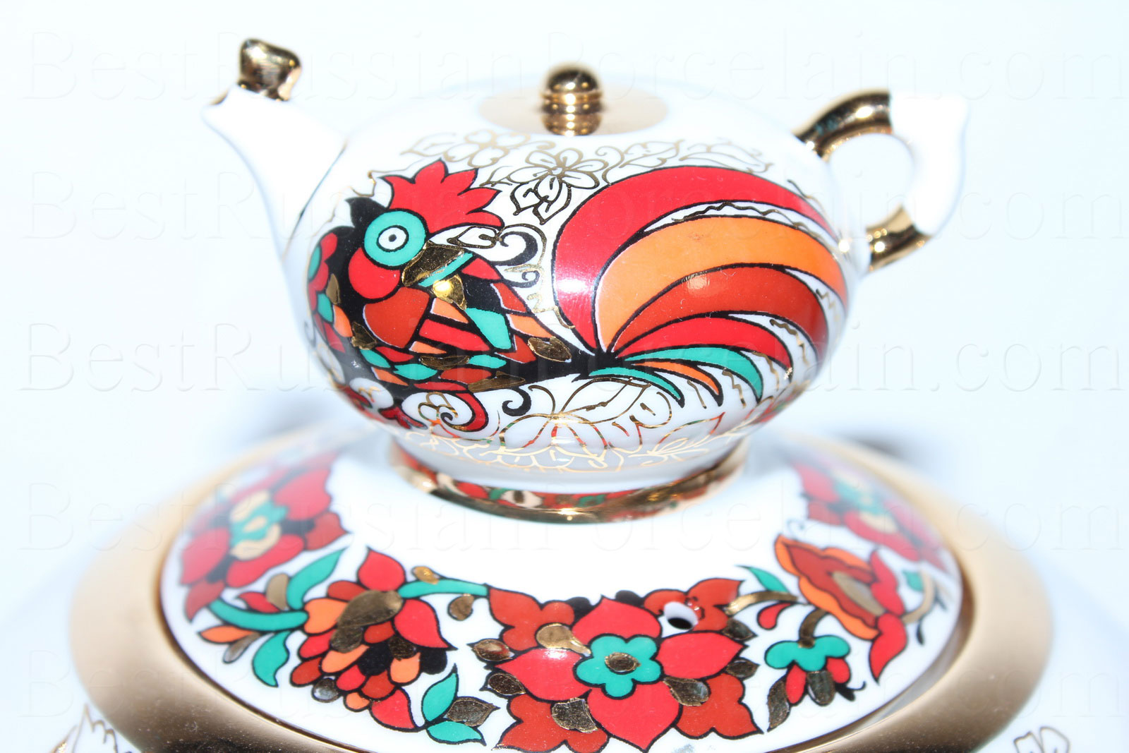 Buy Teapot Red Rooster | BestRussianPorcelain.com