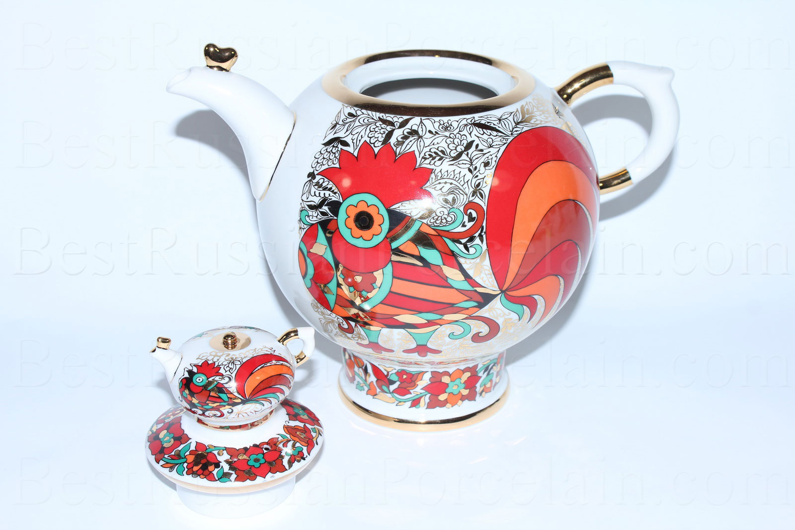 Buy Teapot Red Rooster | BestRussianPorcelain.com